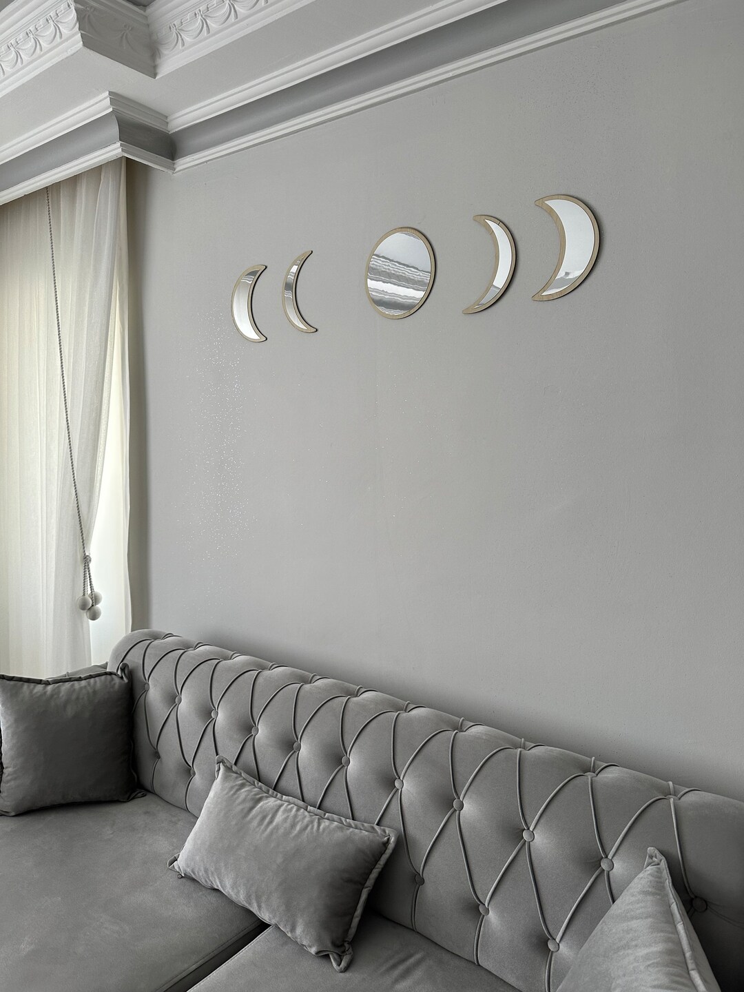 Moon Phases Wall Mirror Set of 5 Maple Medef Unbreakable Plexi Mirror ...
