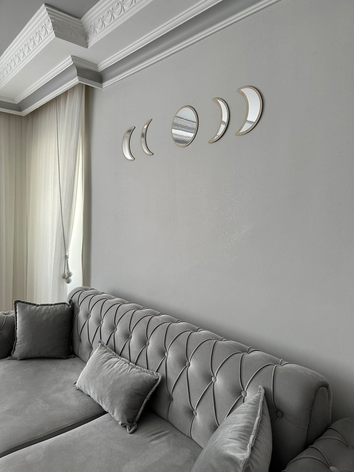 Moon Phases Wall Mirror Set of 5 Maple Medef Unbreakable Plexi Mirror ...