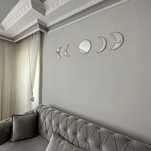 Moon Phases Wall Mirror Set of 5 Maple Medef Unbreakable Plexi Mirror ...
