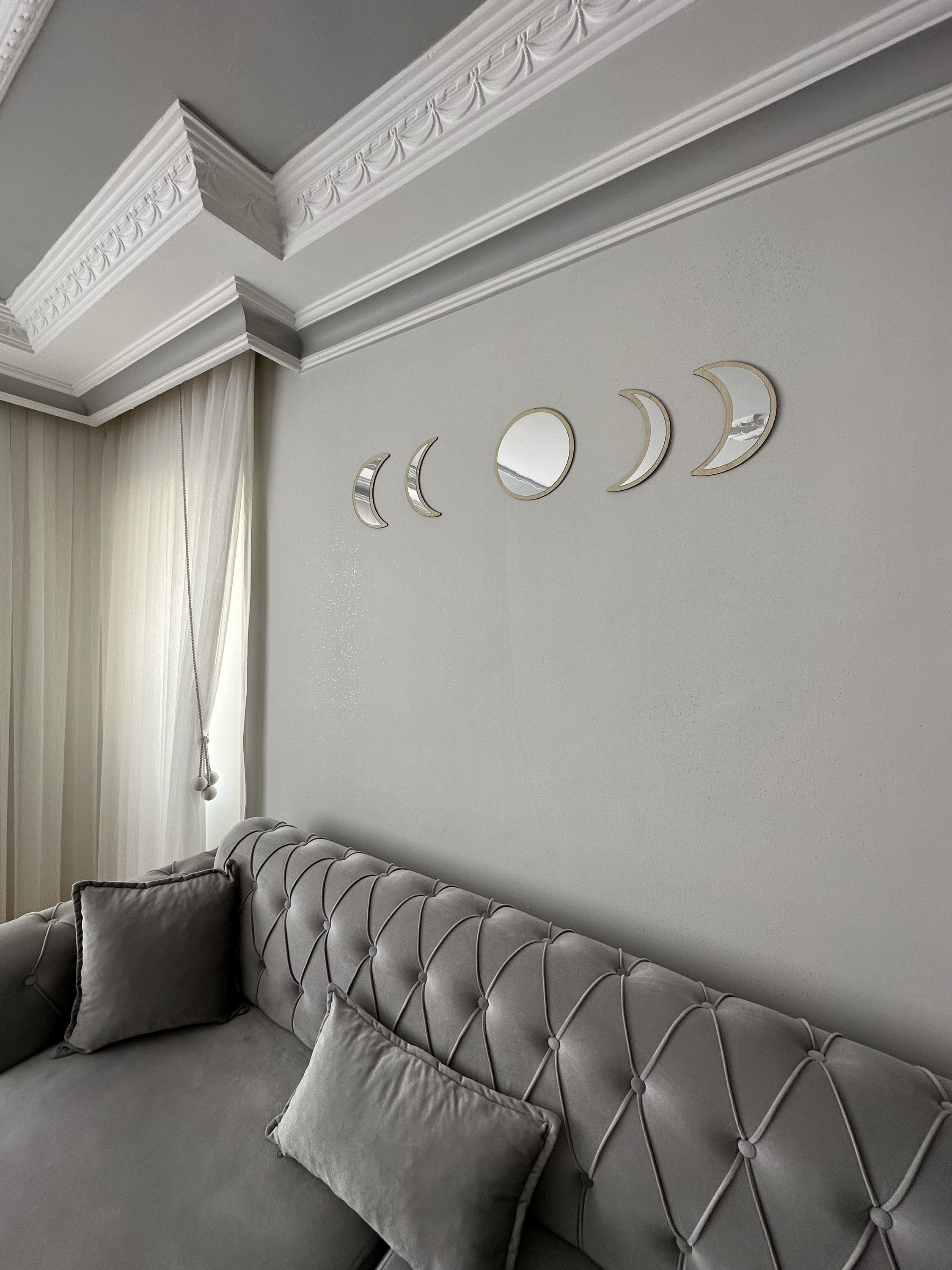 Moon Phases Wall Mirror Set of 5 Maple Medef Unbreakable Plexi Mirror ...