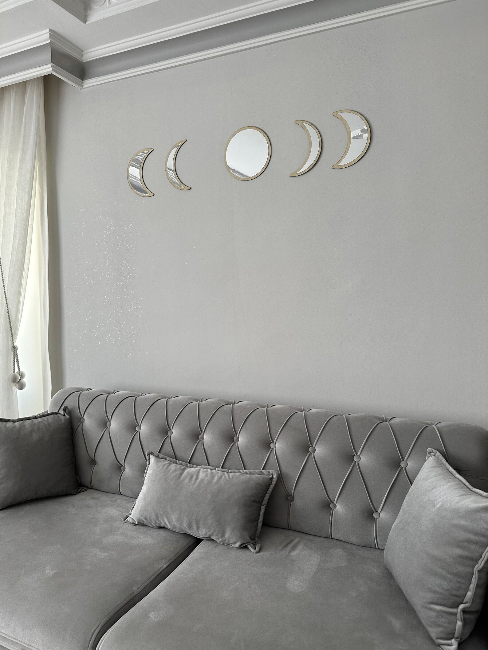 Moon Phases Wall Mirror Set of 5 Maple Medef Unbreakable Plexi Mirror ...