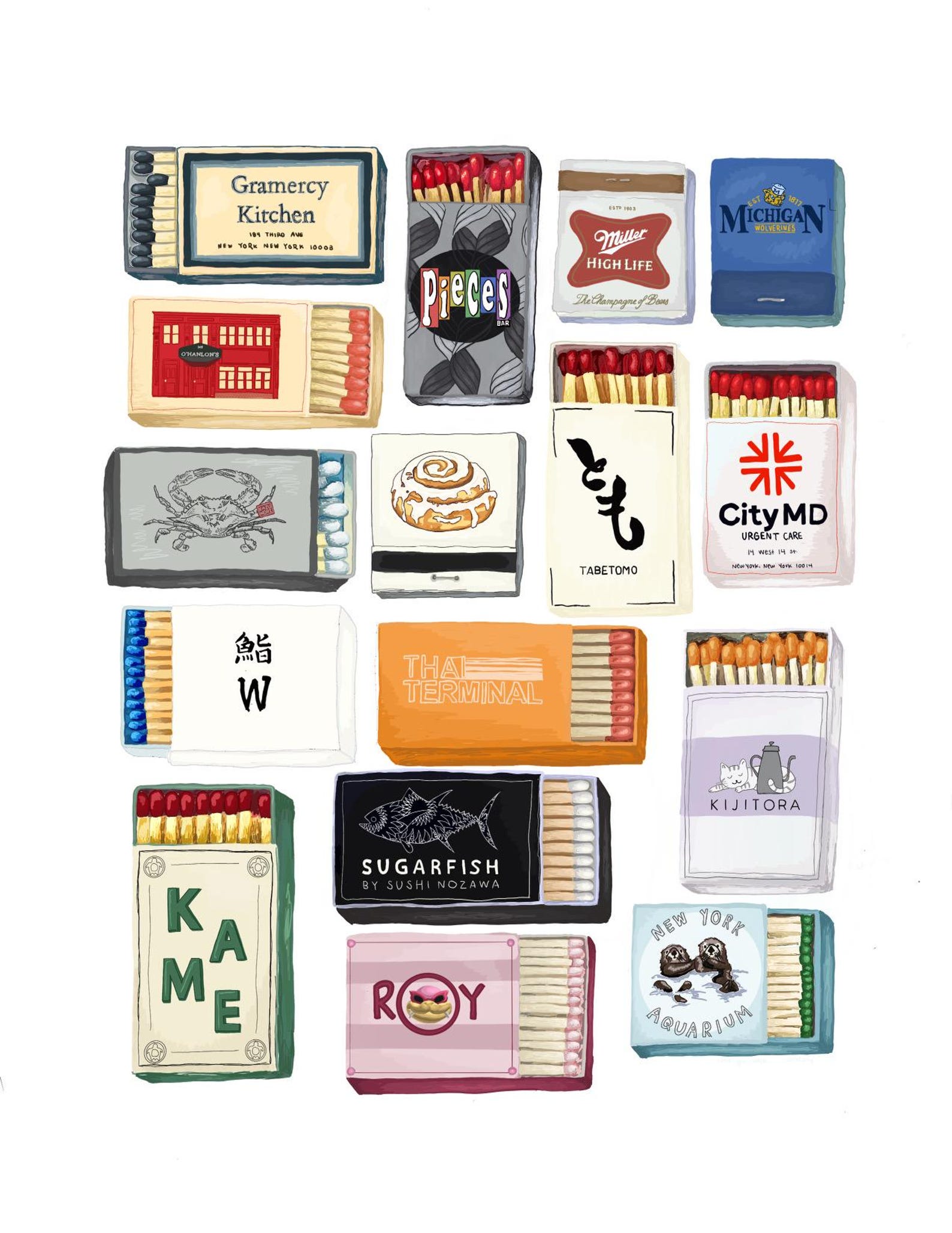 Custom Hand-drawn Matchbook Digital Prints - Personalized Artwork ...