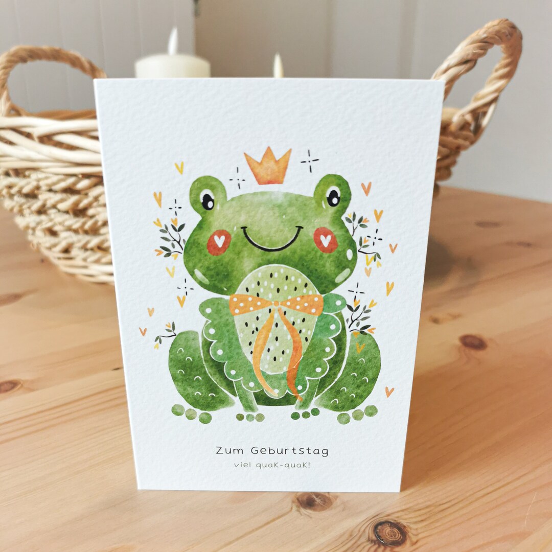 Birthday Card A6 folded frog Happy Birthday, Lots of Quack-quack ...