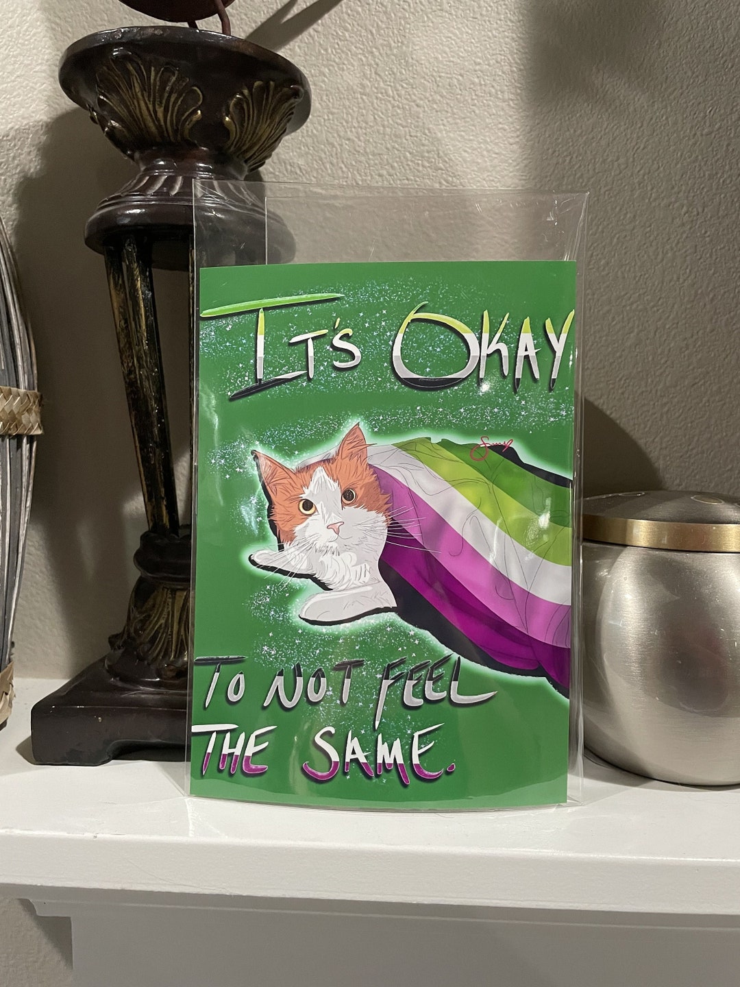 Aromantic/asexual Cat "it's Okay to Not Feel the Same" Art Print - Etsy