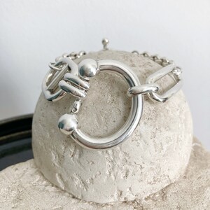 Antique Silver Statement Link Bracelet, Chunky Chain Bracelet, Large ...