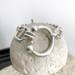 Antique Silver Statement Link Bracelet, Chunky Chain Bracelet, Large ...