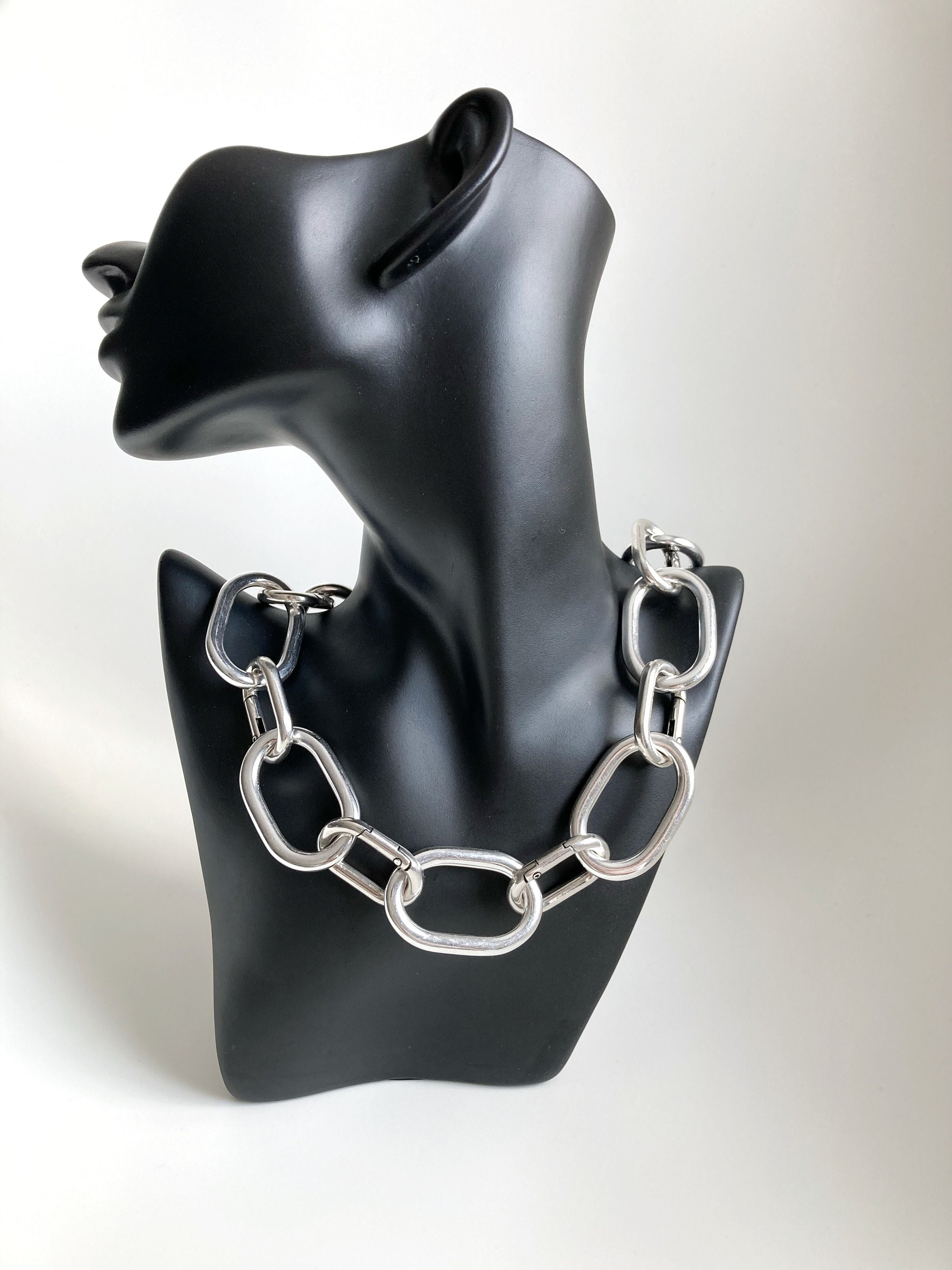 Silver Large Heavy Choker Necklace, Chunky Massive Necklace, Silver ...