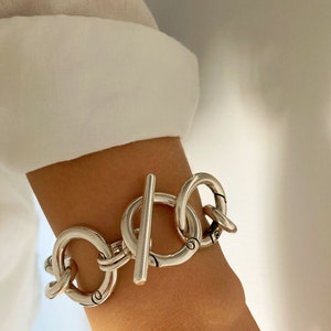 Antique Silver Wrap Link Bracelet, Statement Chunky Silver Bracelet ...