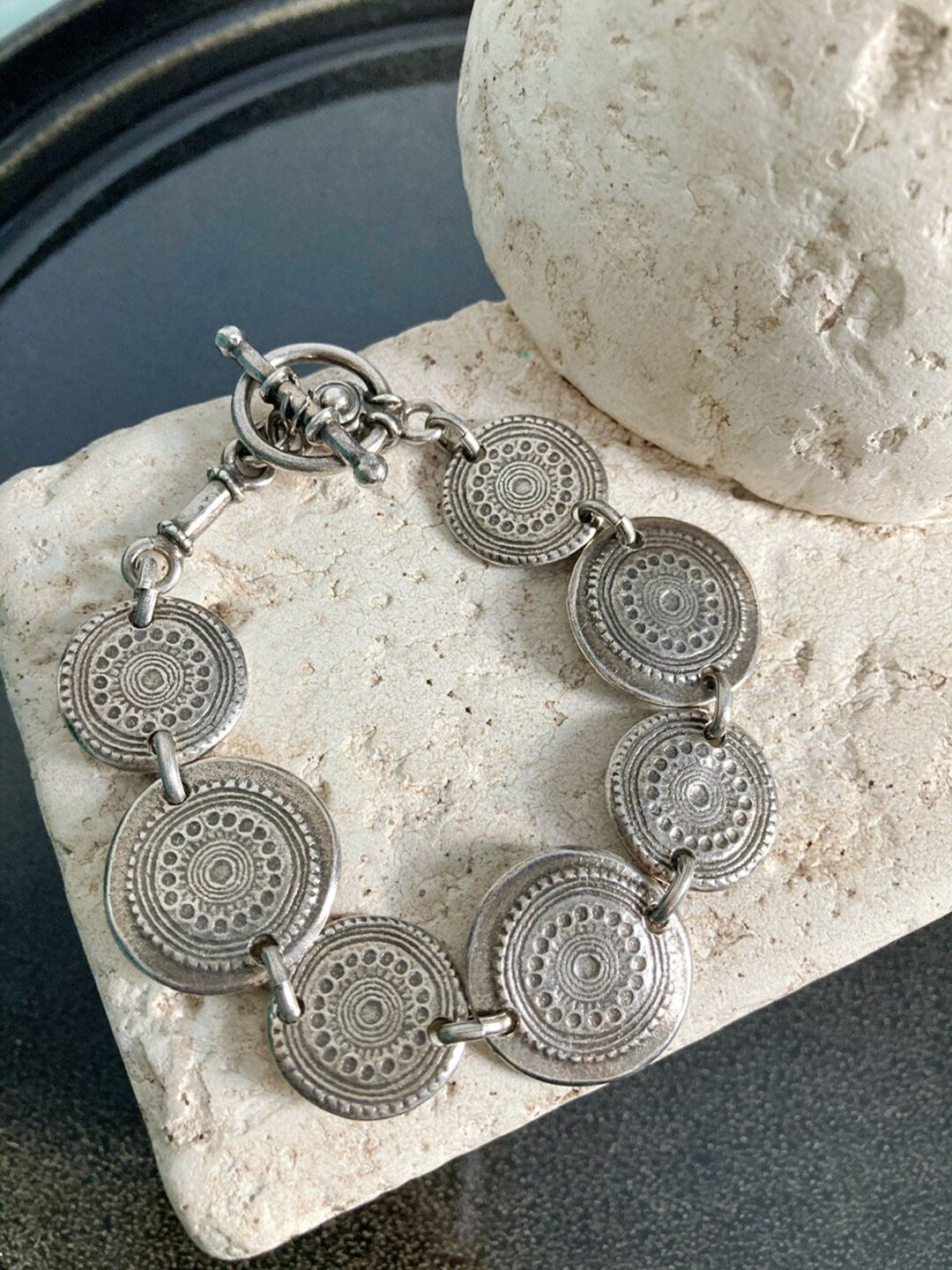 Antique Silver Bracelet, Silver Wrap Bracelet, Link Silver Bracelet ...