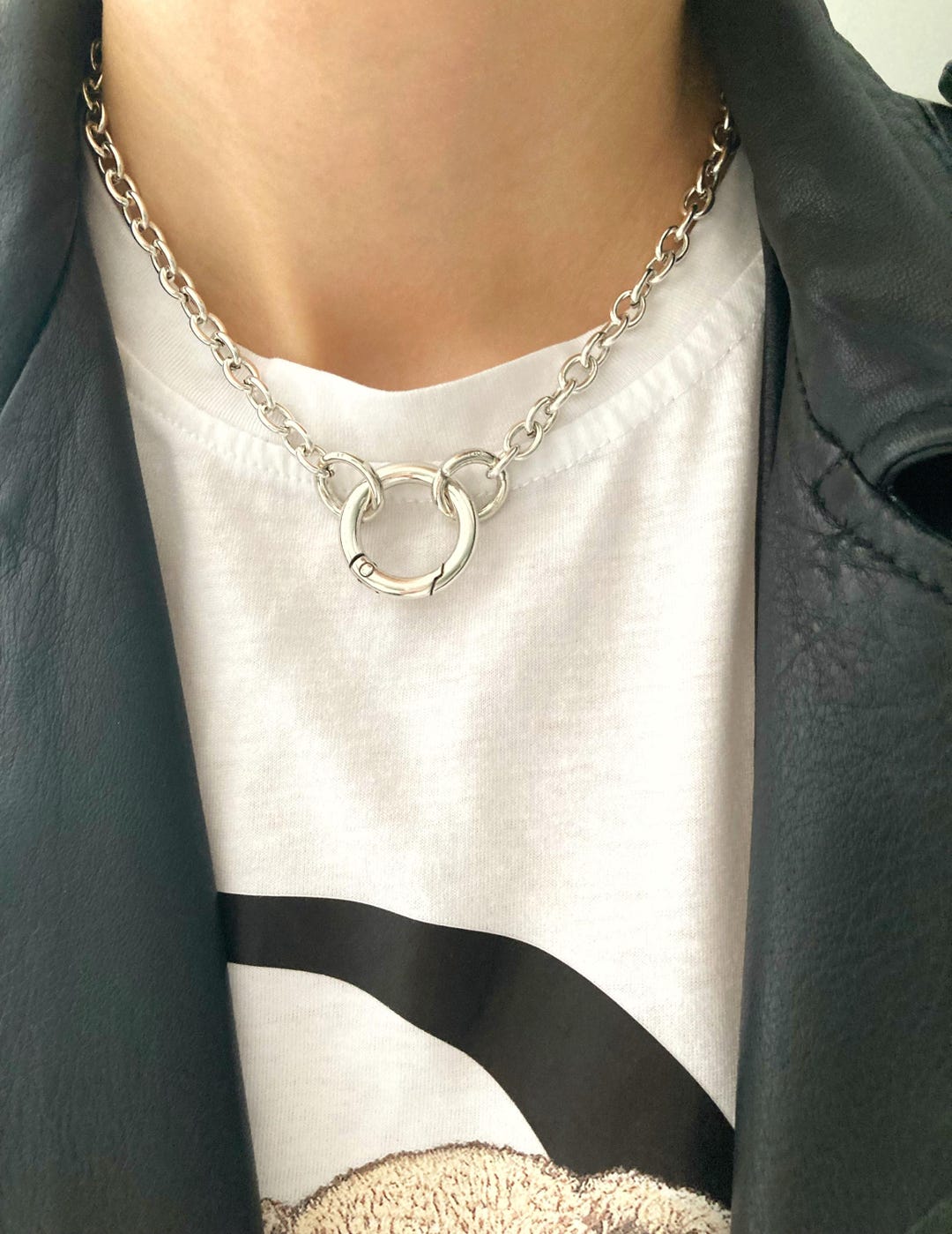 Antique Silver Choker Rock Boho Minimalist Chain Link Necklace ...