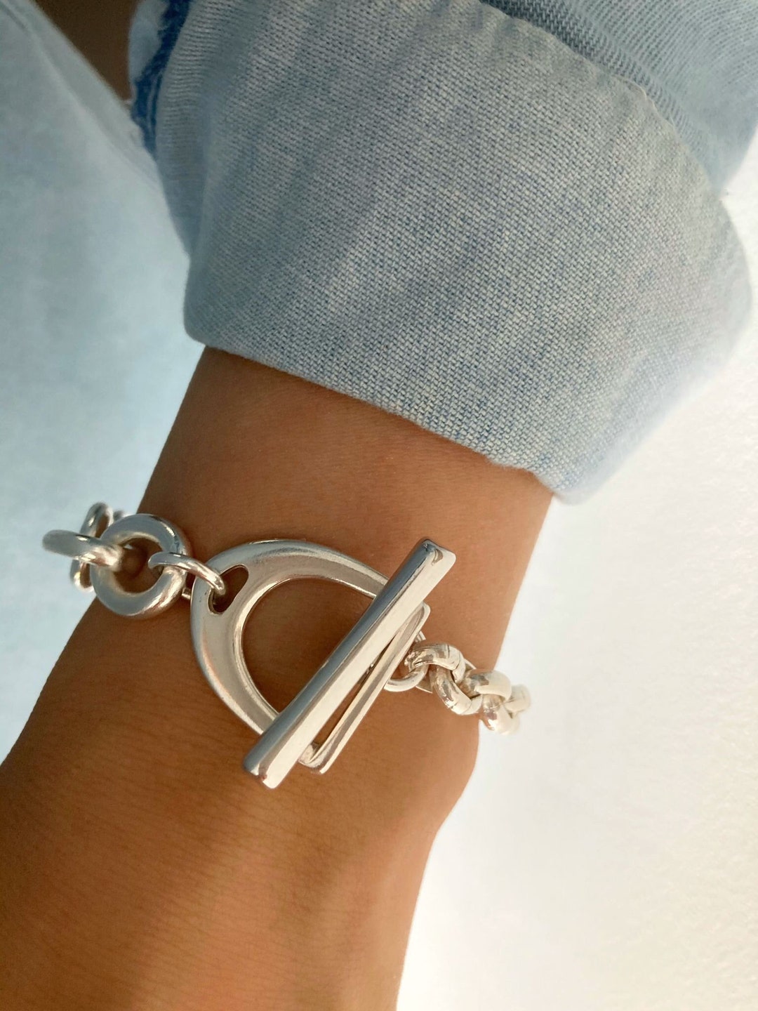 Silver Bracelet, Large Chain Bracelet, Silver Luxury Bracelet, Birthday ...