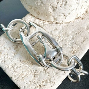 Antique Silver Wrap Link Bracelet, Statement Chunky Silver Bracelet ...