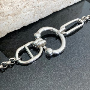 Antique Silver Statement Link Bracelet, Chunky Chain Bracelet, Large ...