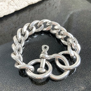 Antique Silver Heavy Chain Bracelet, Silver Chunky Statement Thick Bold Bracelet, Gift for Wife ...