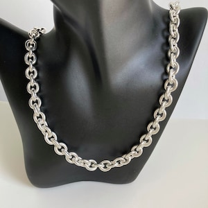 Silver Chunky Heavy Chain Personalized Toggle Necklace, Silver ...