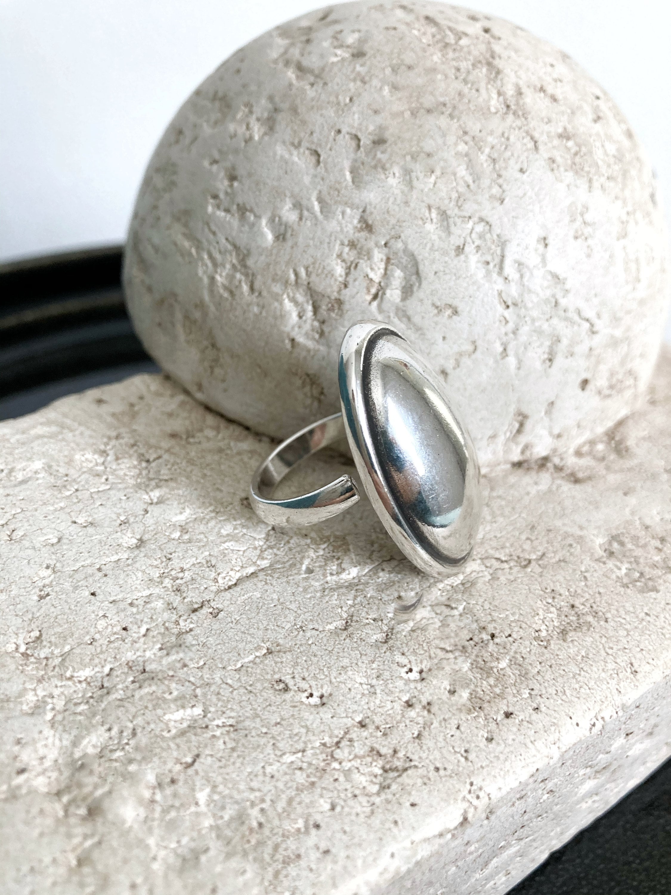 Silver Adjustable Boho Big Statement Ring, Silver Massive Ring ...