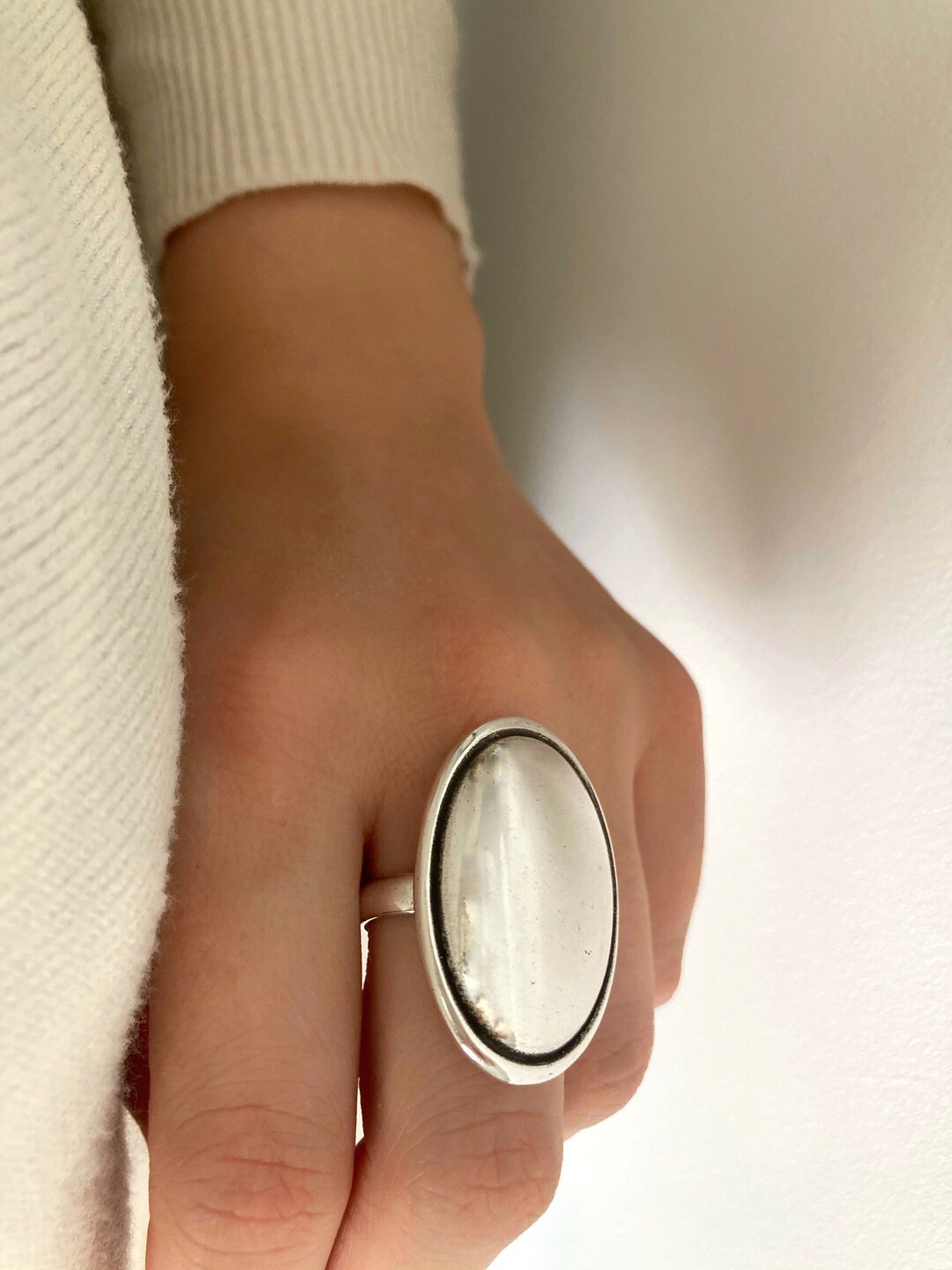 Silver Adjustable Boho Big Statement Ring, Silver Massive Ring ...