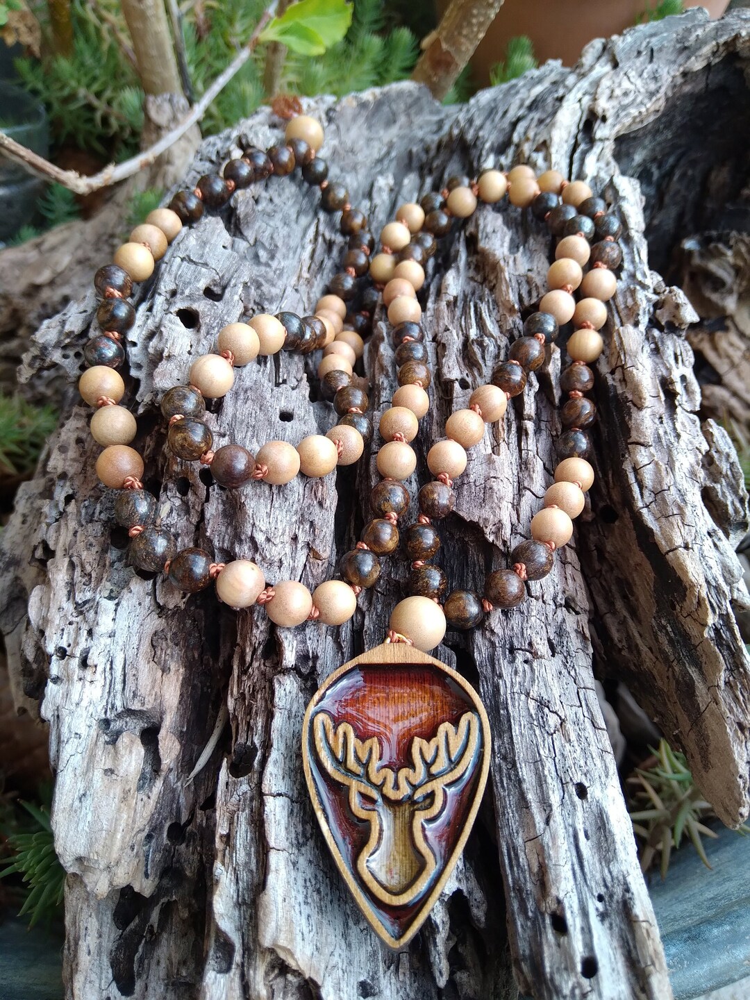 Mala Animal Totem Deer Bronzite and Sandalwood Mala Animal - Etsy