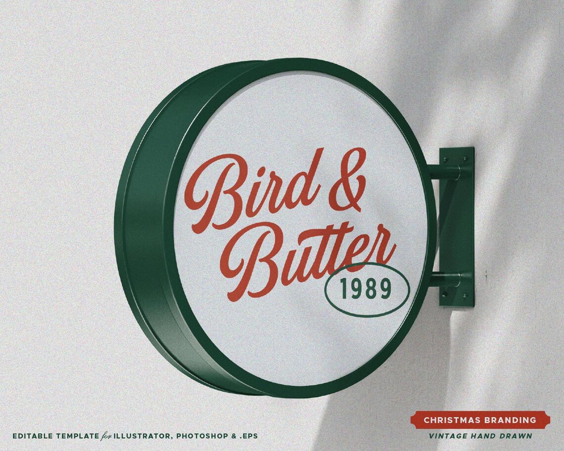 7 Christmas Editable Logo Template Vintage Branding Logo Kit - Etsy