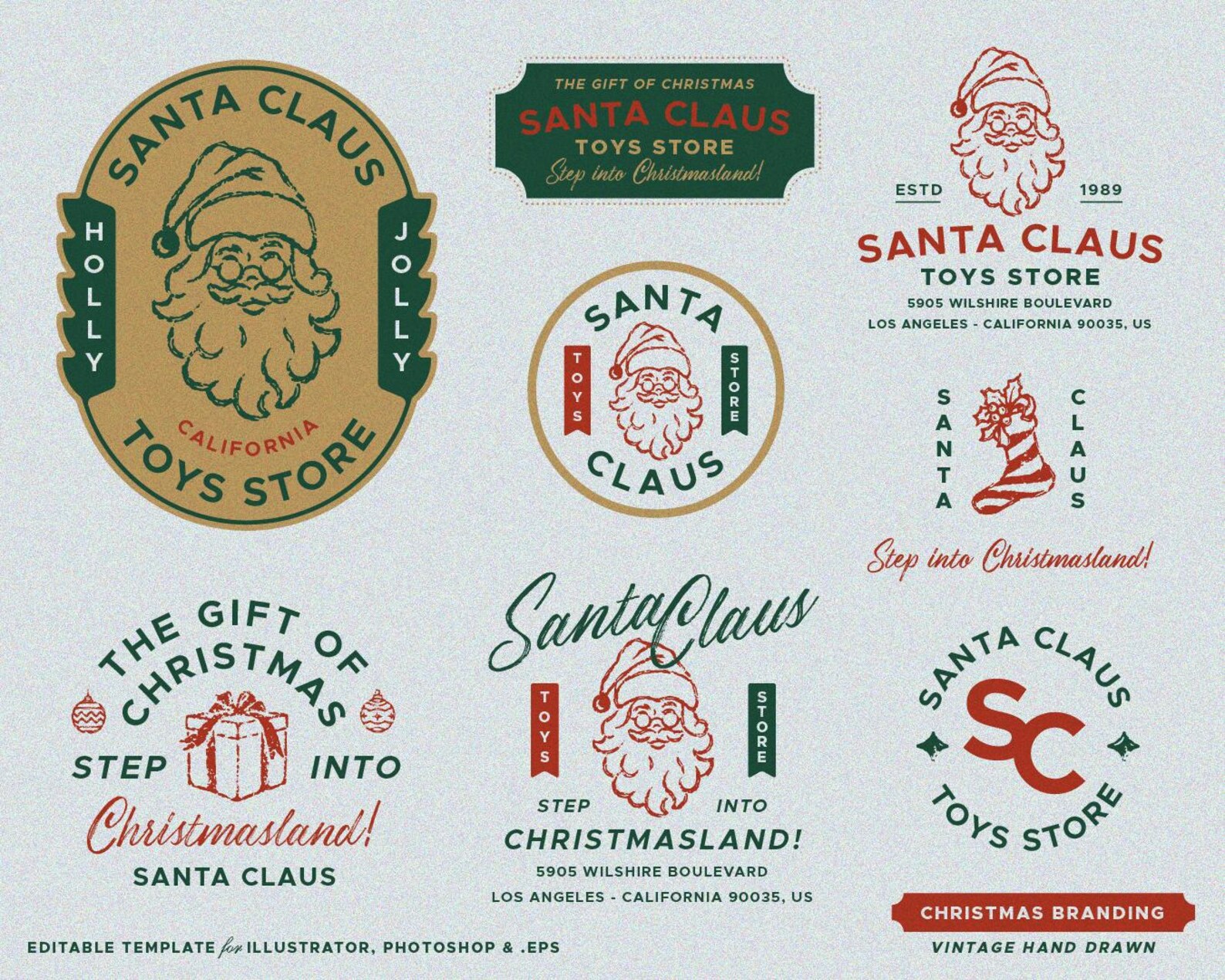 8 Christmas Editable Logo Template Vintage Branding Logo Kit - Etsy