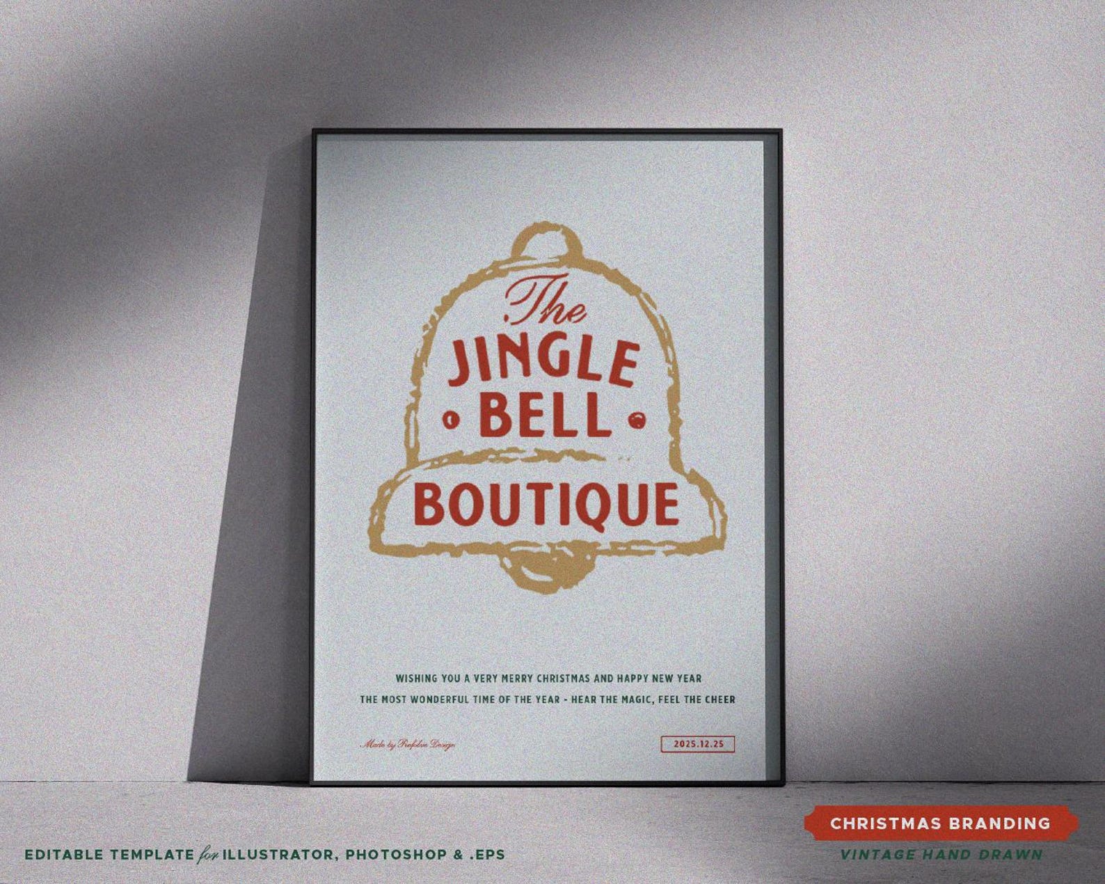 8 Christmas Editable Logo Template Vintage Branding Logo Kit - Etsy