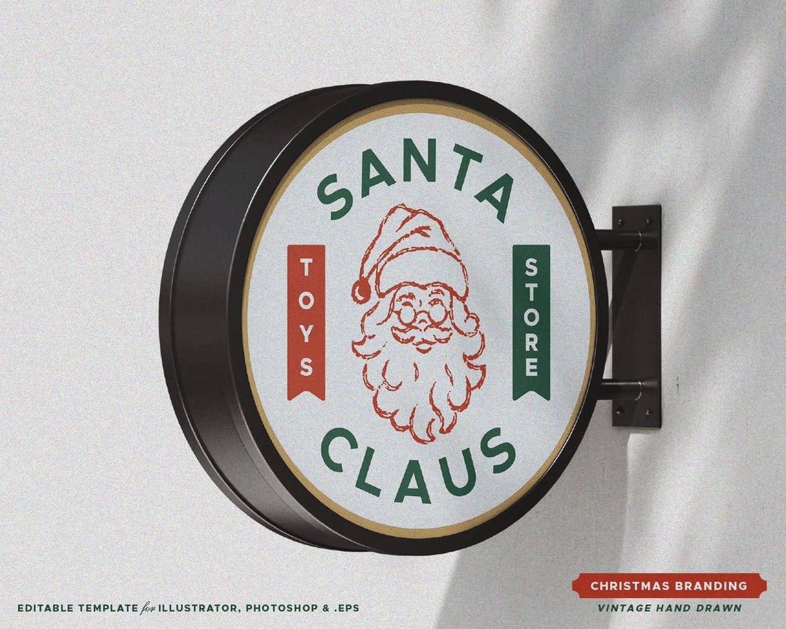 8 Christmas Editable Logo Template Vintage Branding Logo Kit - Etsy