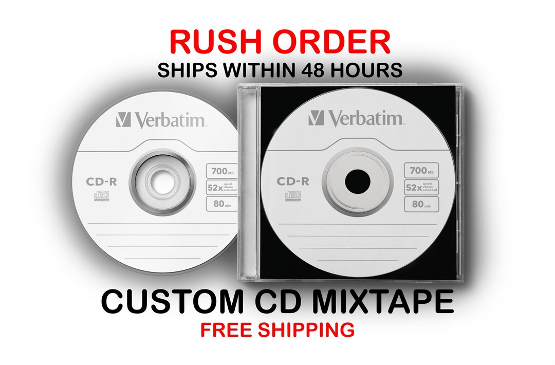 RUSH 48hr Turnaround CD Mixtape Compact Disc Silver Design Personalized ...