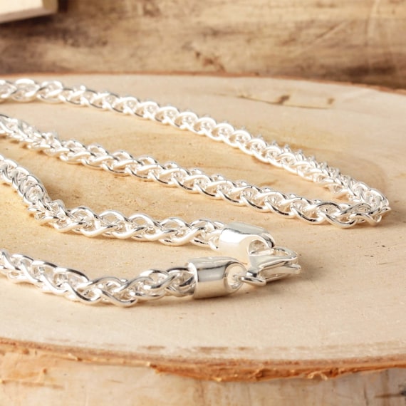 4.3mm Silver Spiga Chain Genuine Solid 925 Sterling Silver Wheat Chain Hallmarked Chain Solid Silver Chains Strong Silver Chain Wheat Etsy
