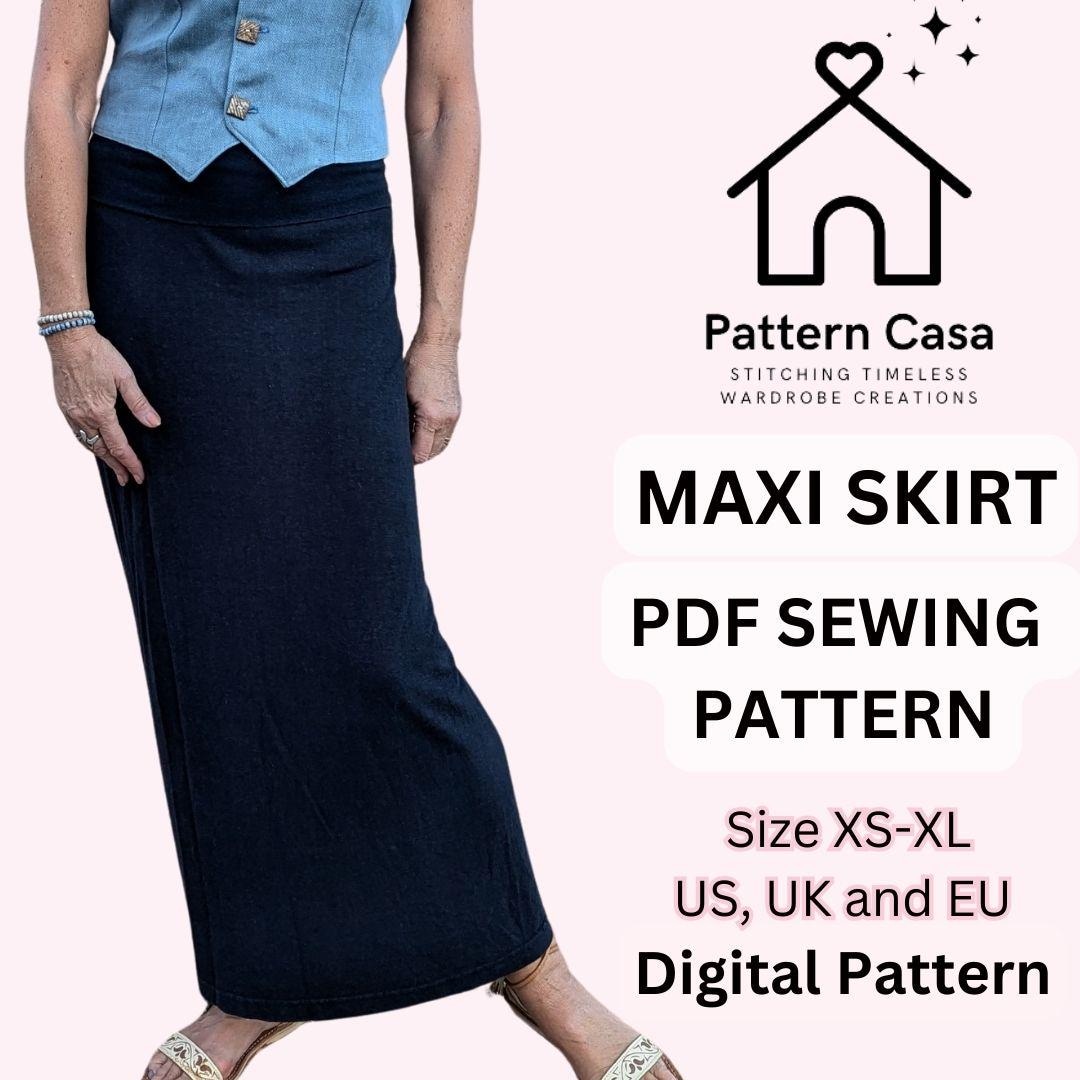 Maxi Skirt, Easy Sewing Pattern, Digital Sewing Pattern, Instant ...