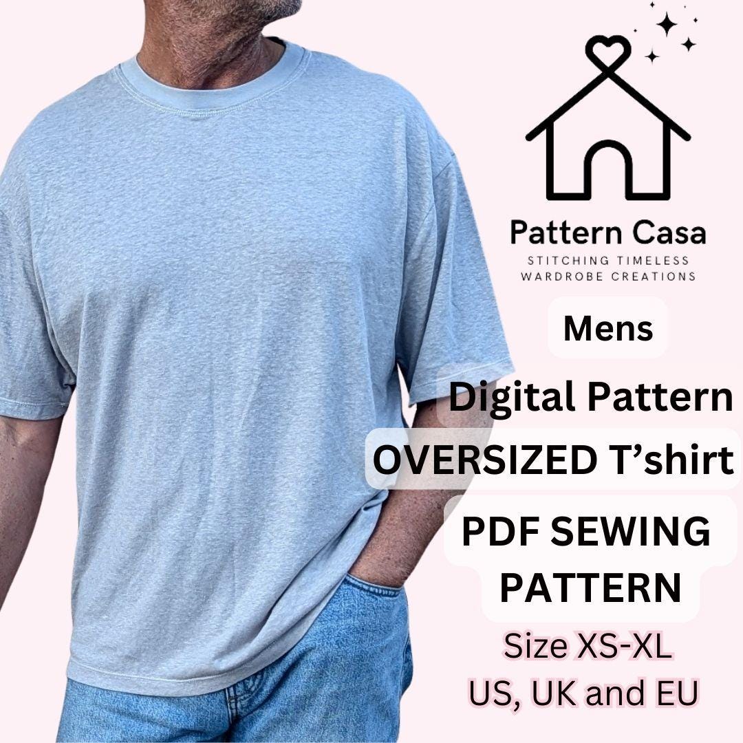 Mens Oversize T Shirt Pattern | PDF Pattern| Step by Step | Size XS-XL ...