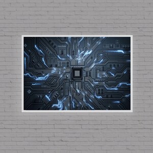 Motherboard Wall Art Canvas, Future Ready Decoration, GPU Unit Office ...