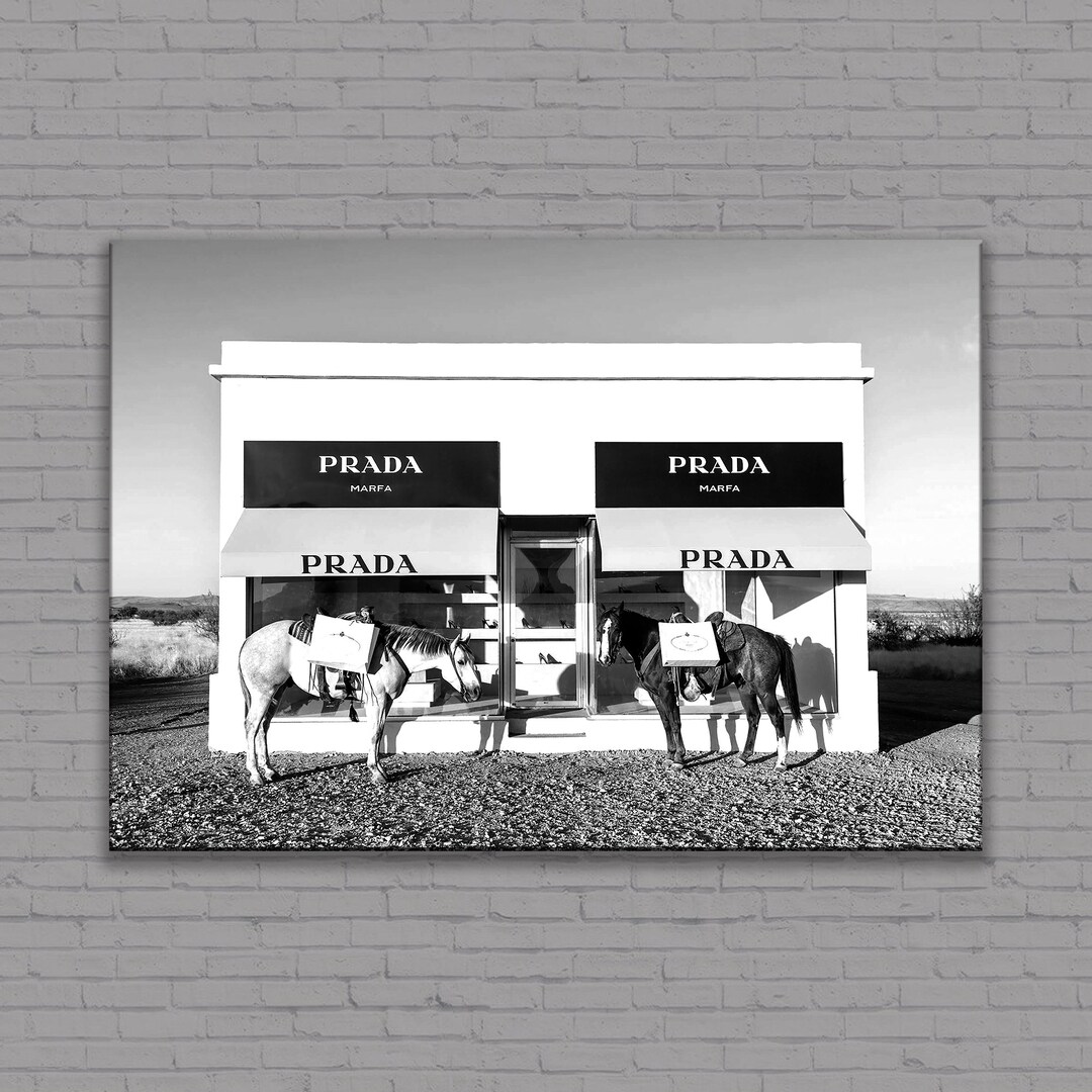 Prada Canvas, Black and White Wall Poster, Marfa Artwork, Prada Marfa ...