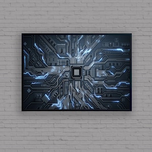 Motherboard Wall Art Canvas, Future Ready Decoration, GPU Unit Office ...