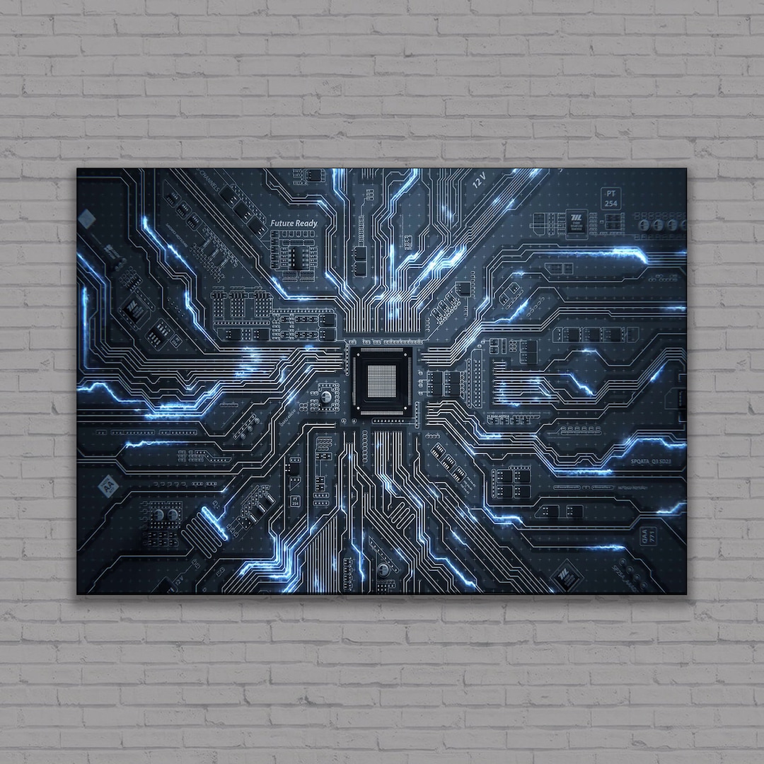 Motherboard Wall Art Canvas, Future Ready Decoration, GPU Unit Office ...