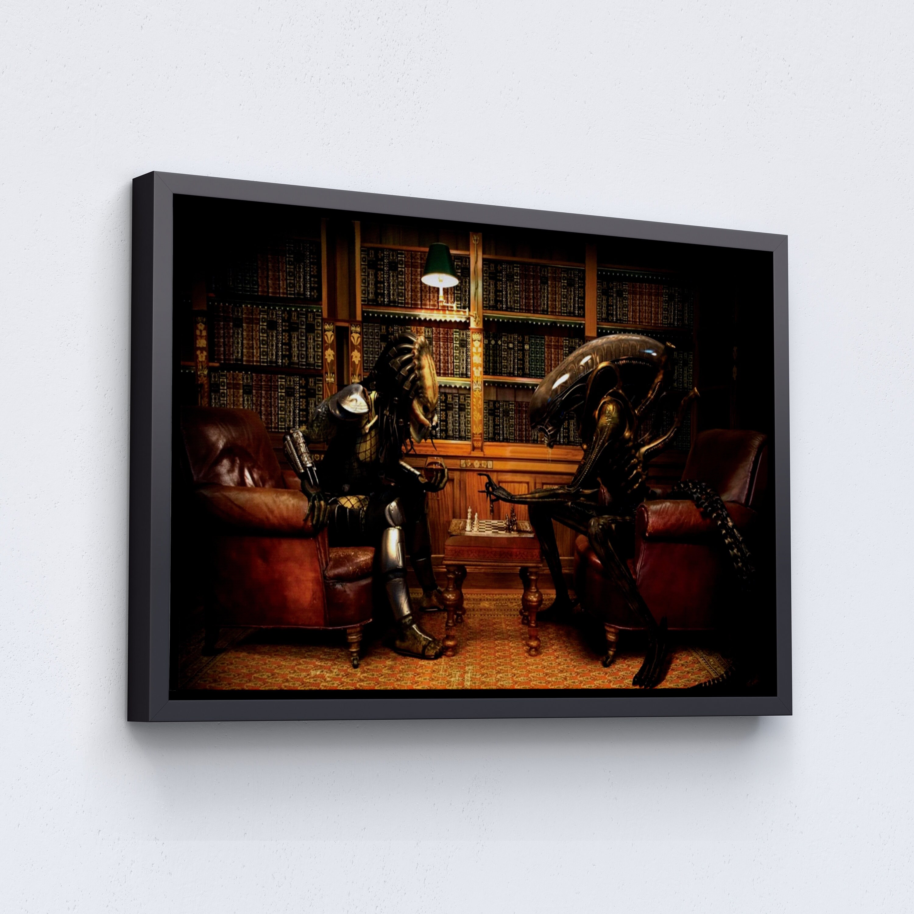 Alien Vs Predator Playing Chess Wall Art, Alien Vs Predator Home Decor ...