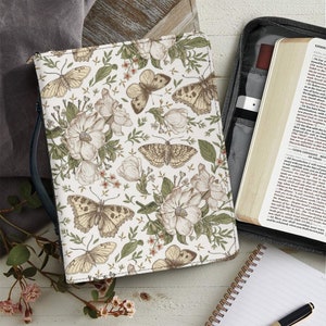 Moth Wildflowers Custom Bible Cover, Boho Christian Gift for Her ...