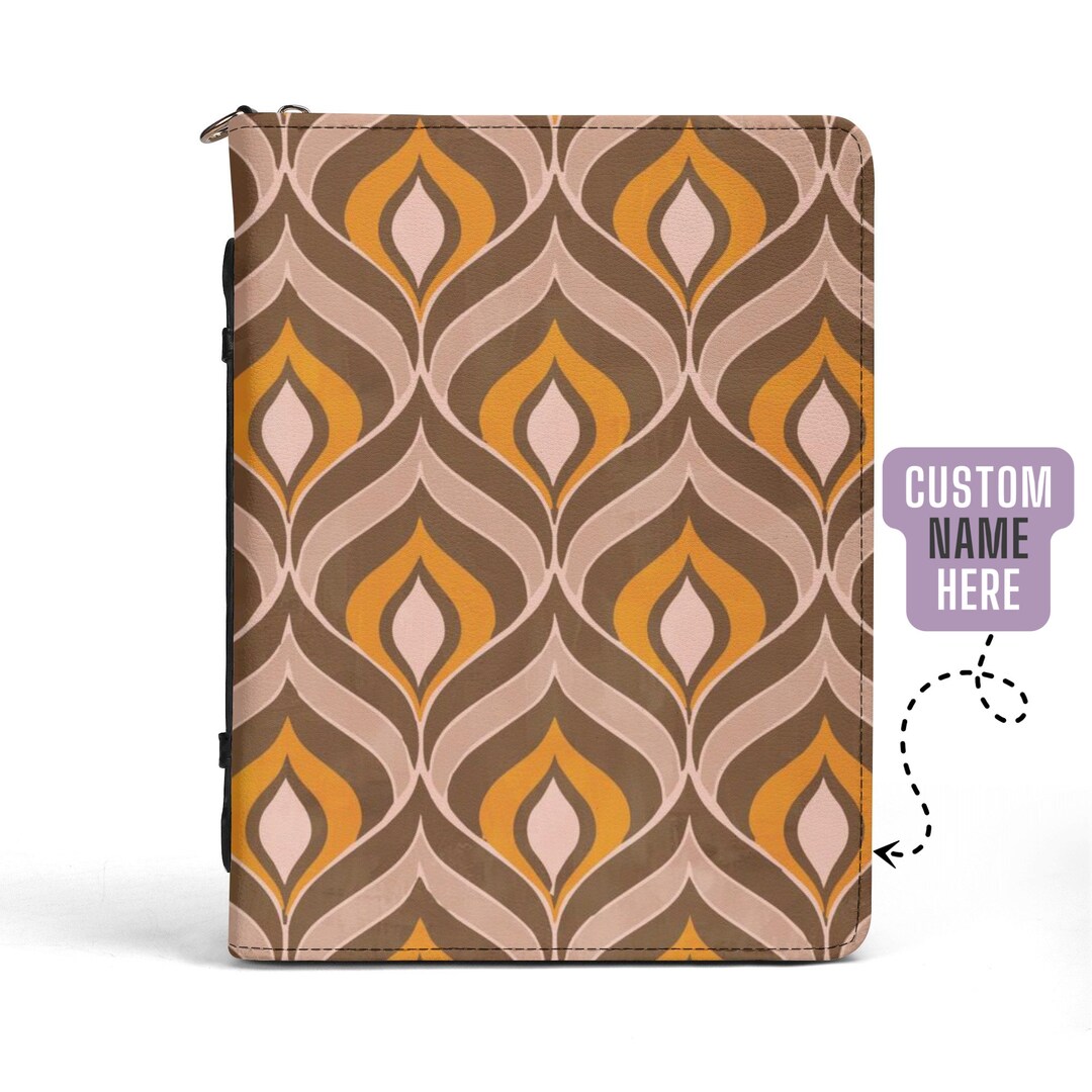 Retro Flame Bible Cover Personalized, Custom Name Bible Case Brown ...
