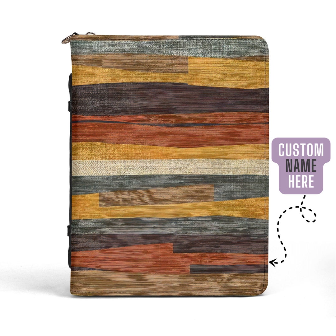 Boho Ethnic Bible Cover Personalized, Earthy Stripes Custom Bible Cover ...