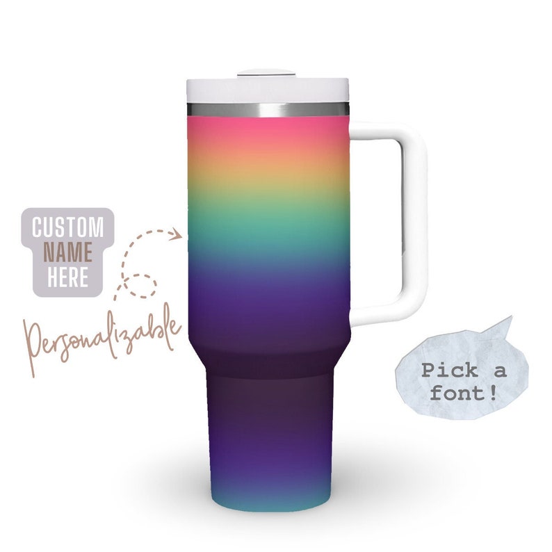 Rainbow Ombre Custom Tumbler 40oz Cup Personalized Travel Cup With ...