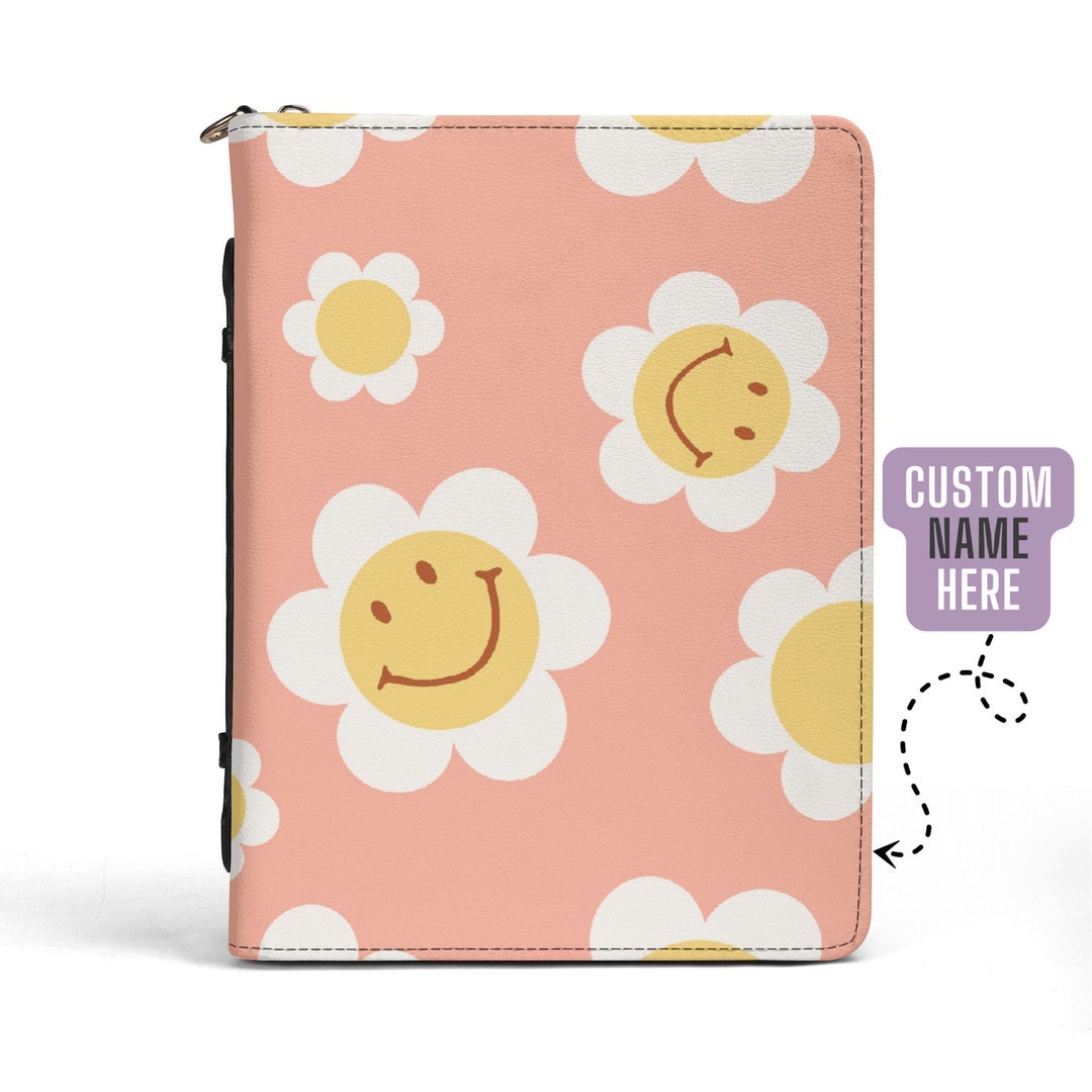 Smiley Floral Bible Cover Personalized, Custom Bible Cover, Retro ...