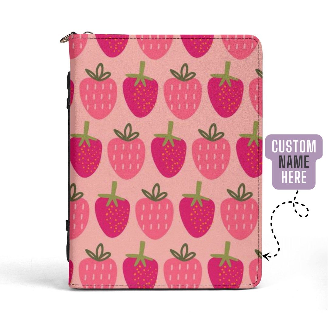 Strawberry Pink Bible Cover: Custom Vegan Leather Christian Gift - Etsy