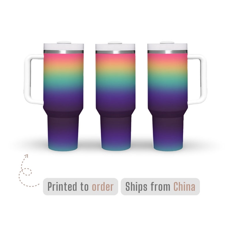 Rainbow Ombre Custom Tumbler 40oz Cup Personalized Travel Cup With ...