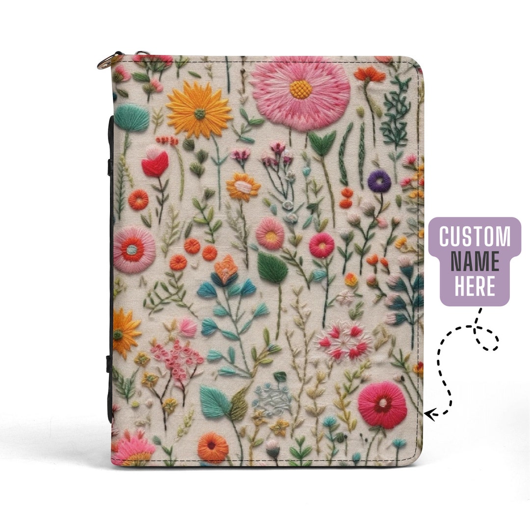 Tiny Wildflowers Bible Cover Personalized, Custom Bible Cover PU ...
