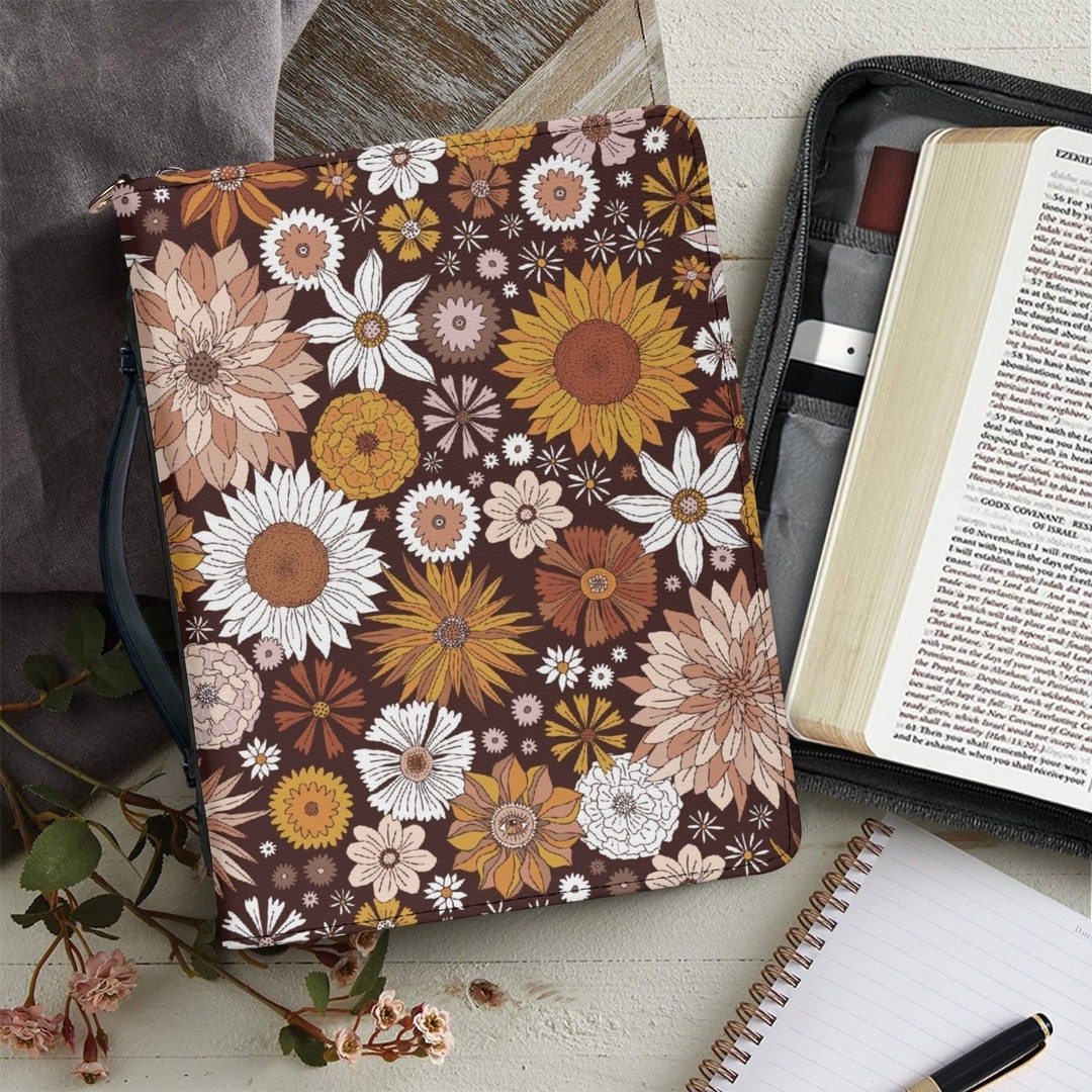 Bible Cover Retro Earthy Flower, Cottagecore Christian Gift for Her ...