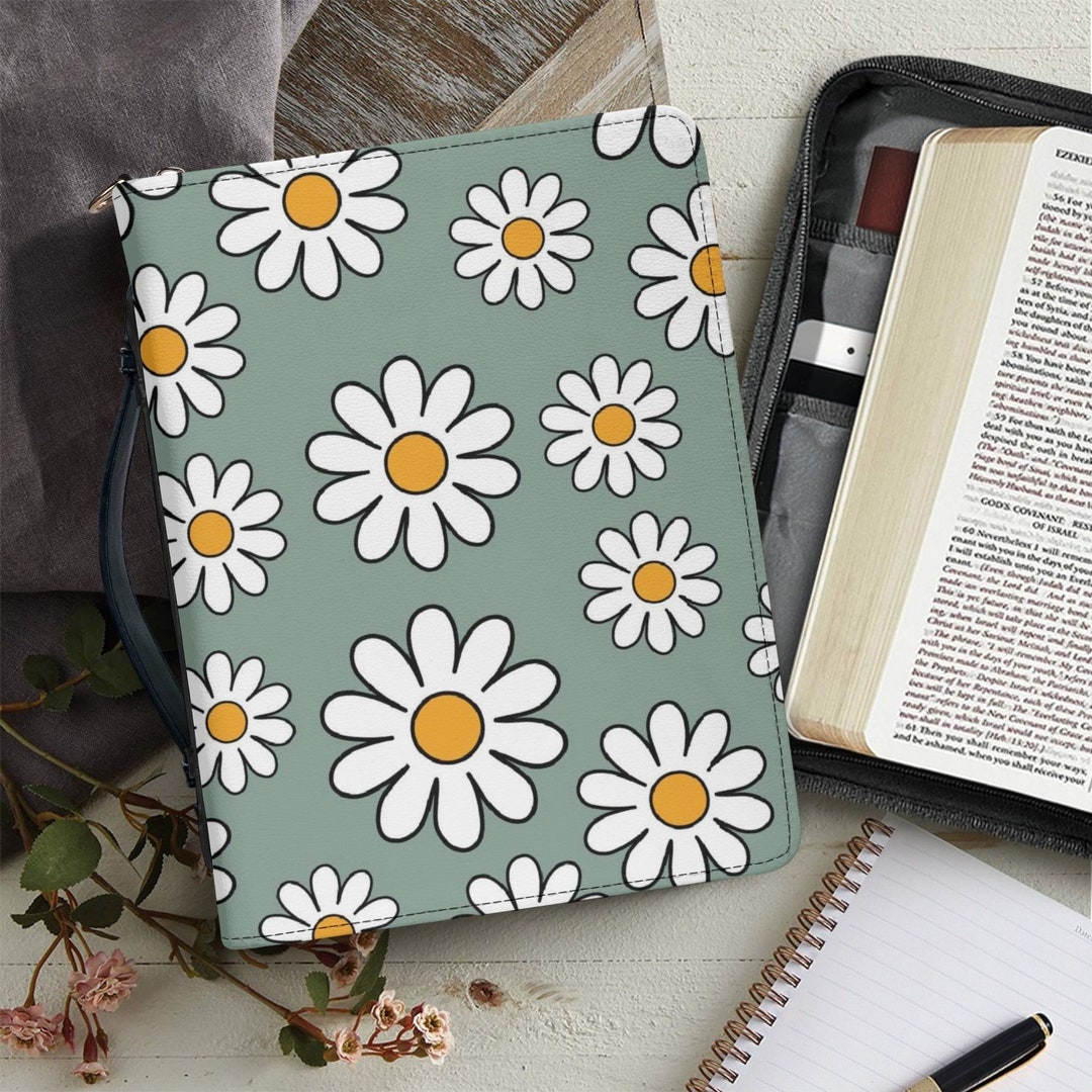 Daisy Sage Bible Cover, Boho Christian Gift for Her, Vegan Leather ...