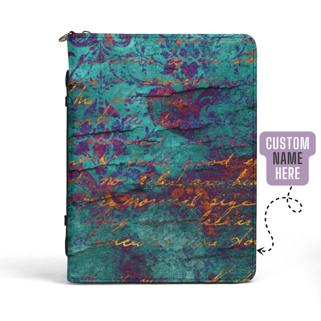 Turquoise Bible Cover Personalized, Vintage Style Custom Bible Cover ...