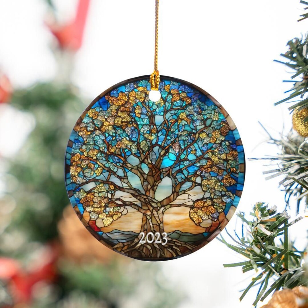 Tree of Life Ornament Stained Glass Personalized Gift - Etsy