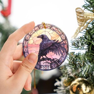 Raven Ornament Faux Stained Glass Ornament Personalized Gift Home Decor ...