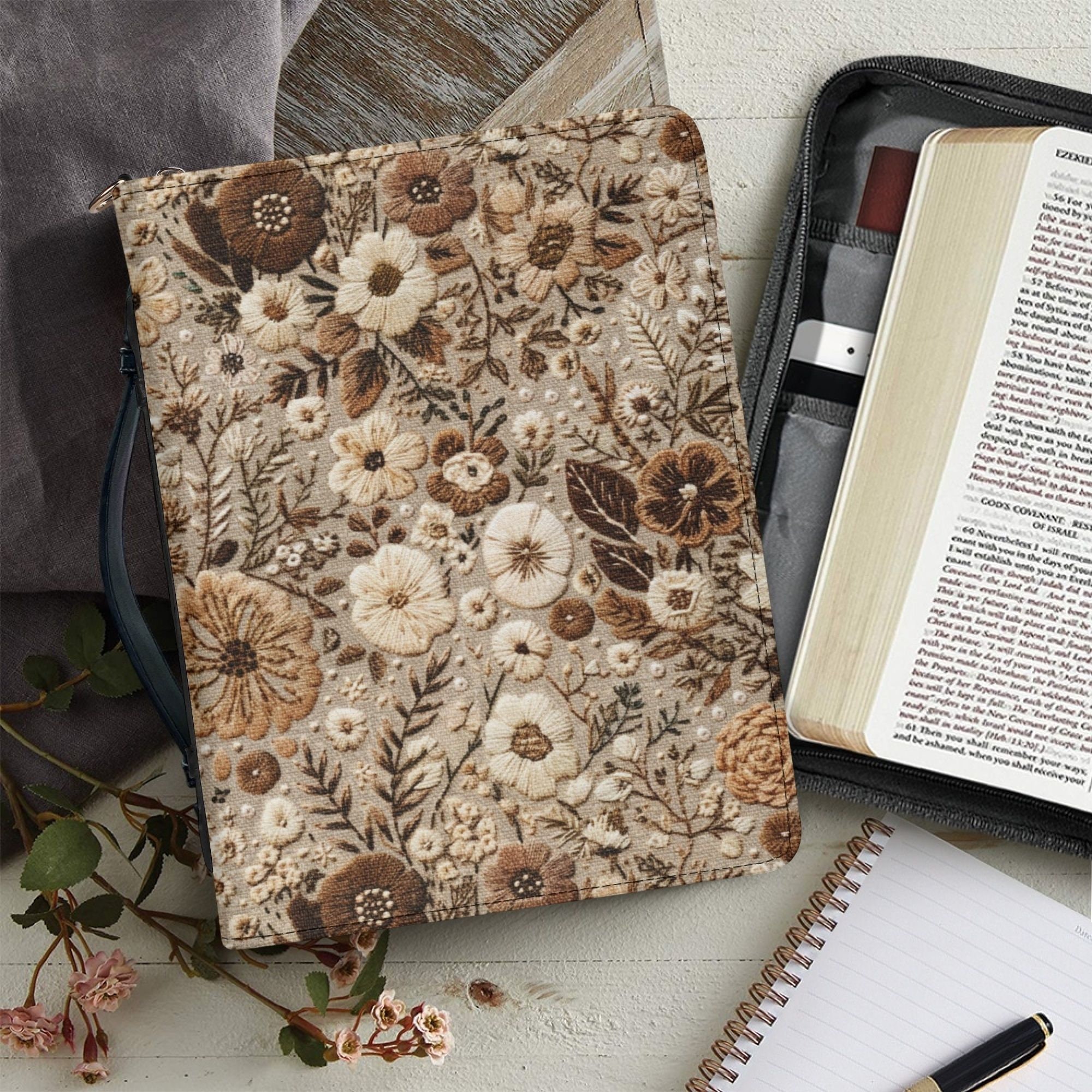 Boho Hazel Bible Cover, Custom Bible Cover Floral, Christian Gift, PU ...