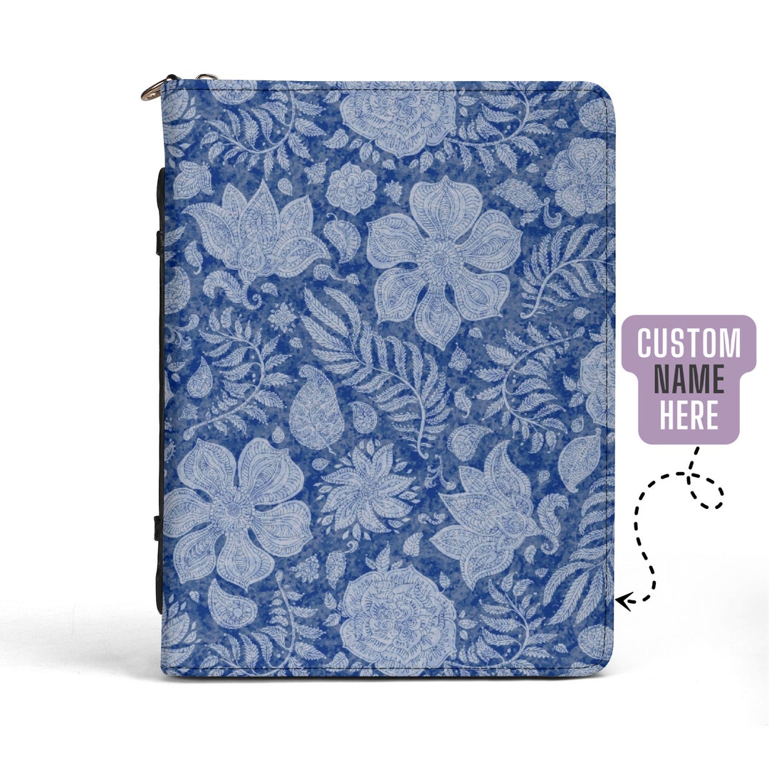 Paisley Floral Bible Cover Personalized, Indigo Custom Bible Cover ...